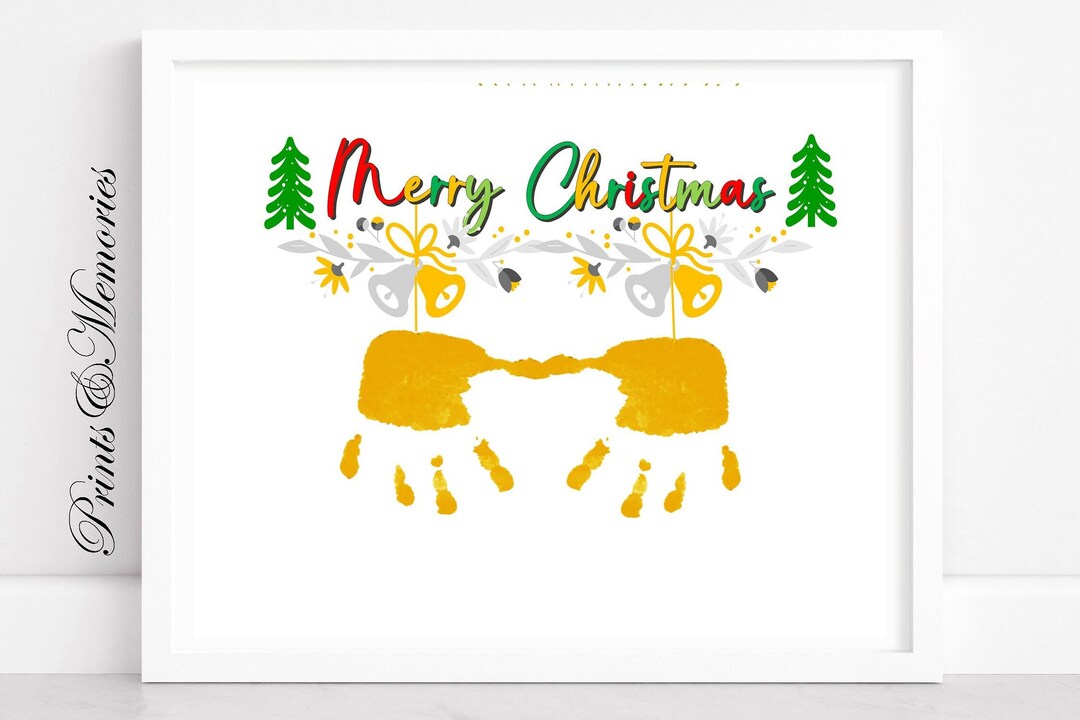 Christmas Handprint Art, Bells Handprint Craft, DIY Art Card, Handprint ...