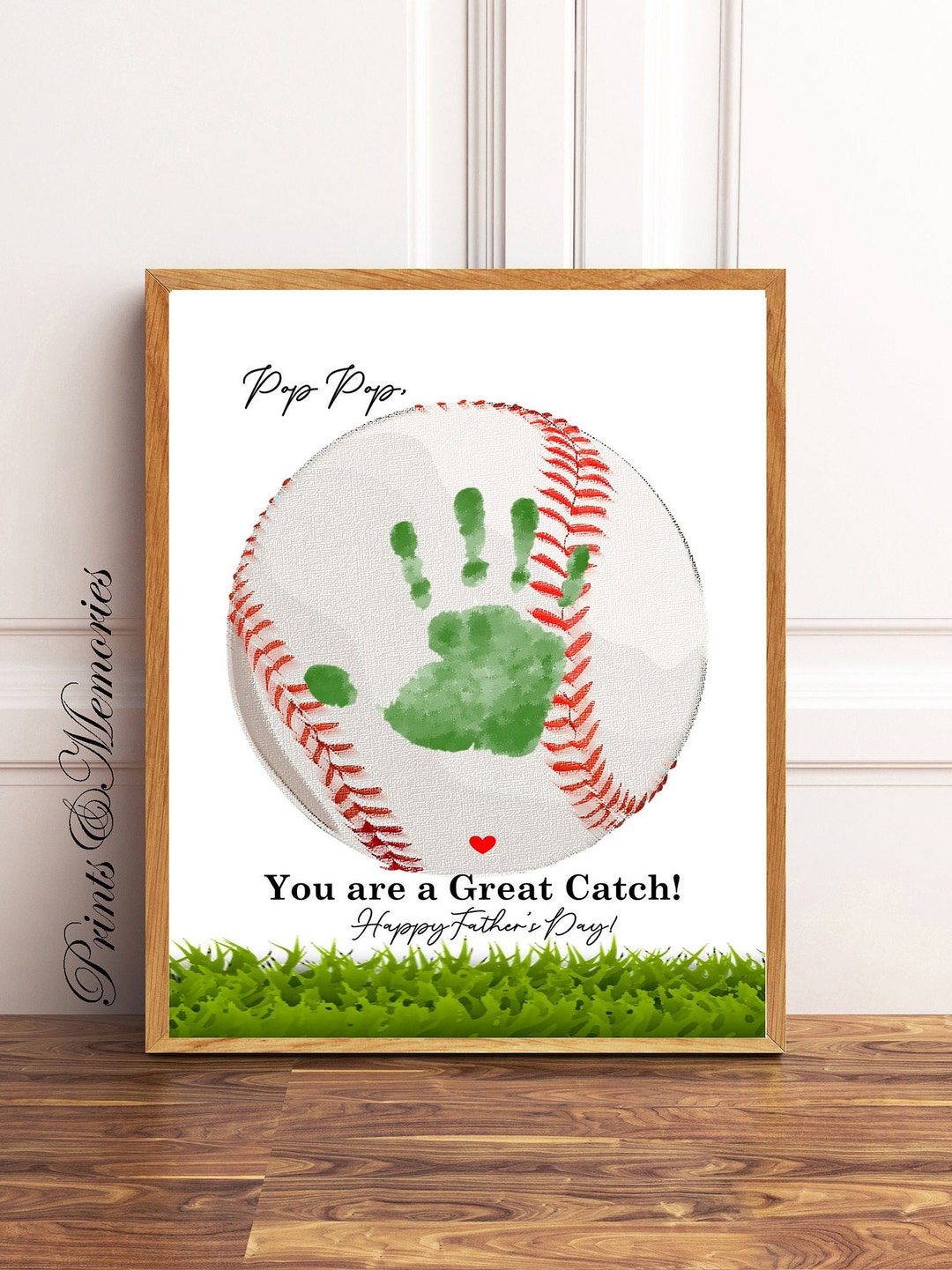 Father's Day Gift for Pop Pop, Baseball Handprint, Great Catch ...