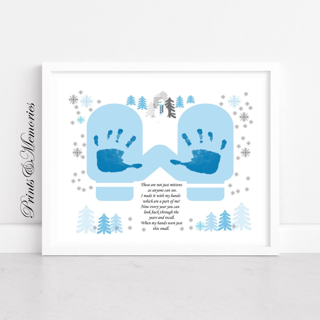 Blue/pink Mittens Handprint Poem, Winter Christmas Craft, Infant, Baby ...