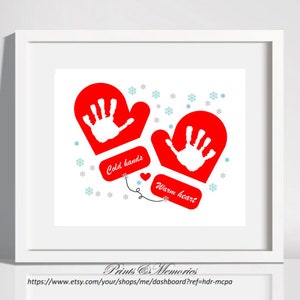 Christmas Handprint Mittens, Baby Handprint Keepsake, Snow Day Craft ...