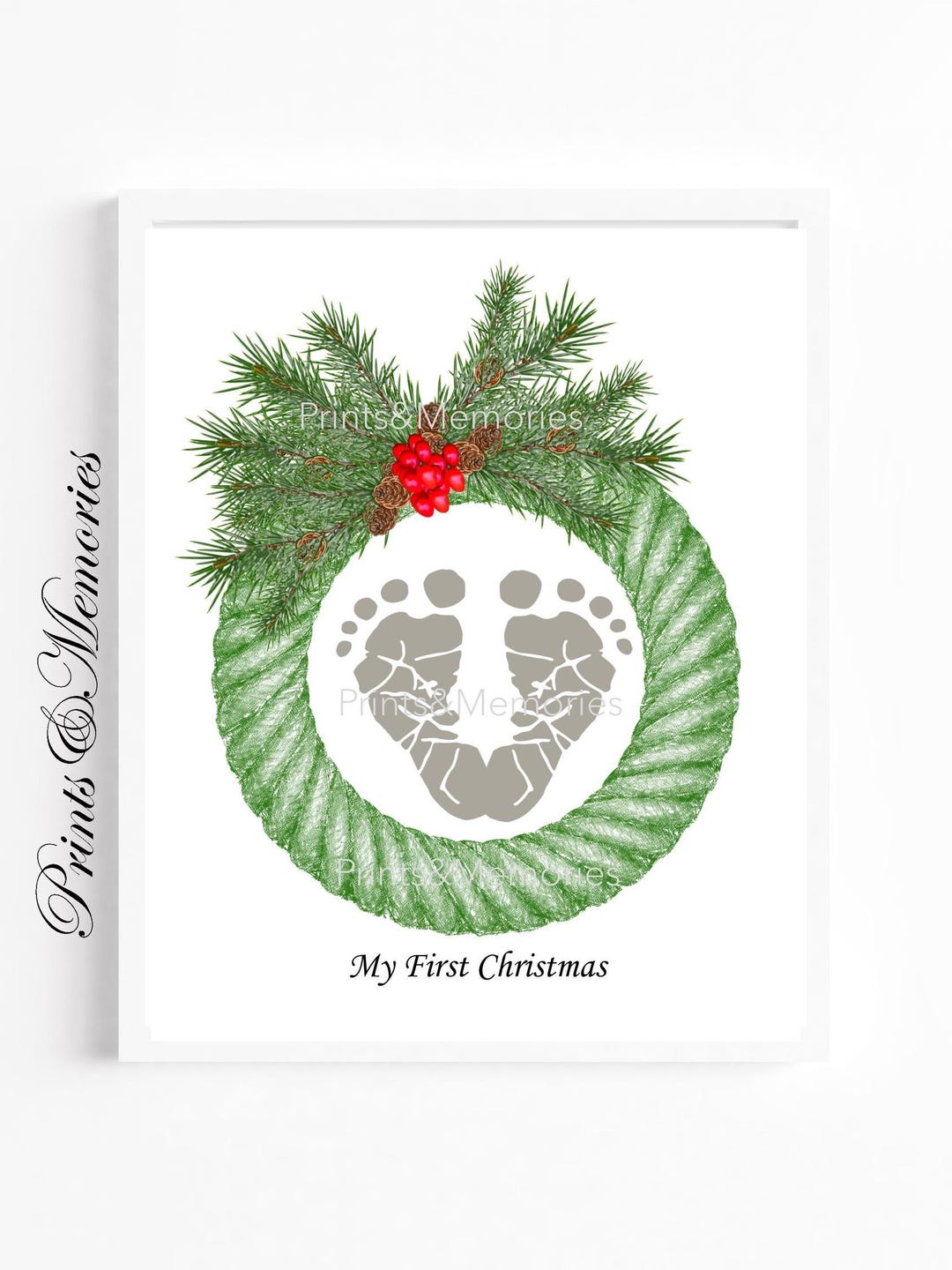Baby First Christmas Footprint and Handprint Art, DIY Art Craft Gift ...