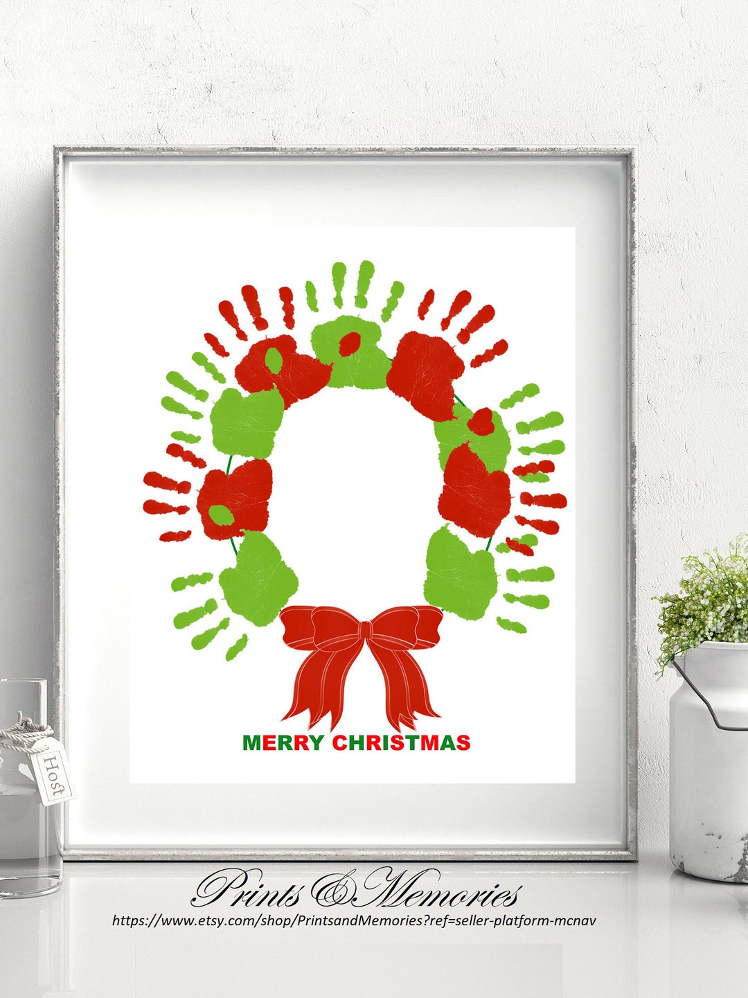 Christmas Wreath Handprints, Baby Christmas Keepsake, Handprint Wall ...