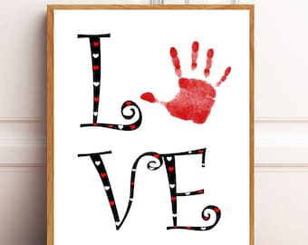PRINTABLE Valentine LOVE Handprint Art Craft for Kids, Preschool ...
