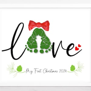 Baby First Christmas, Footprint Handprint Art, Love Christmas Art Craft ...