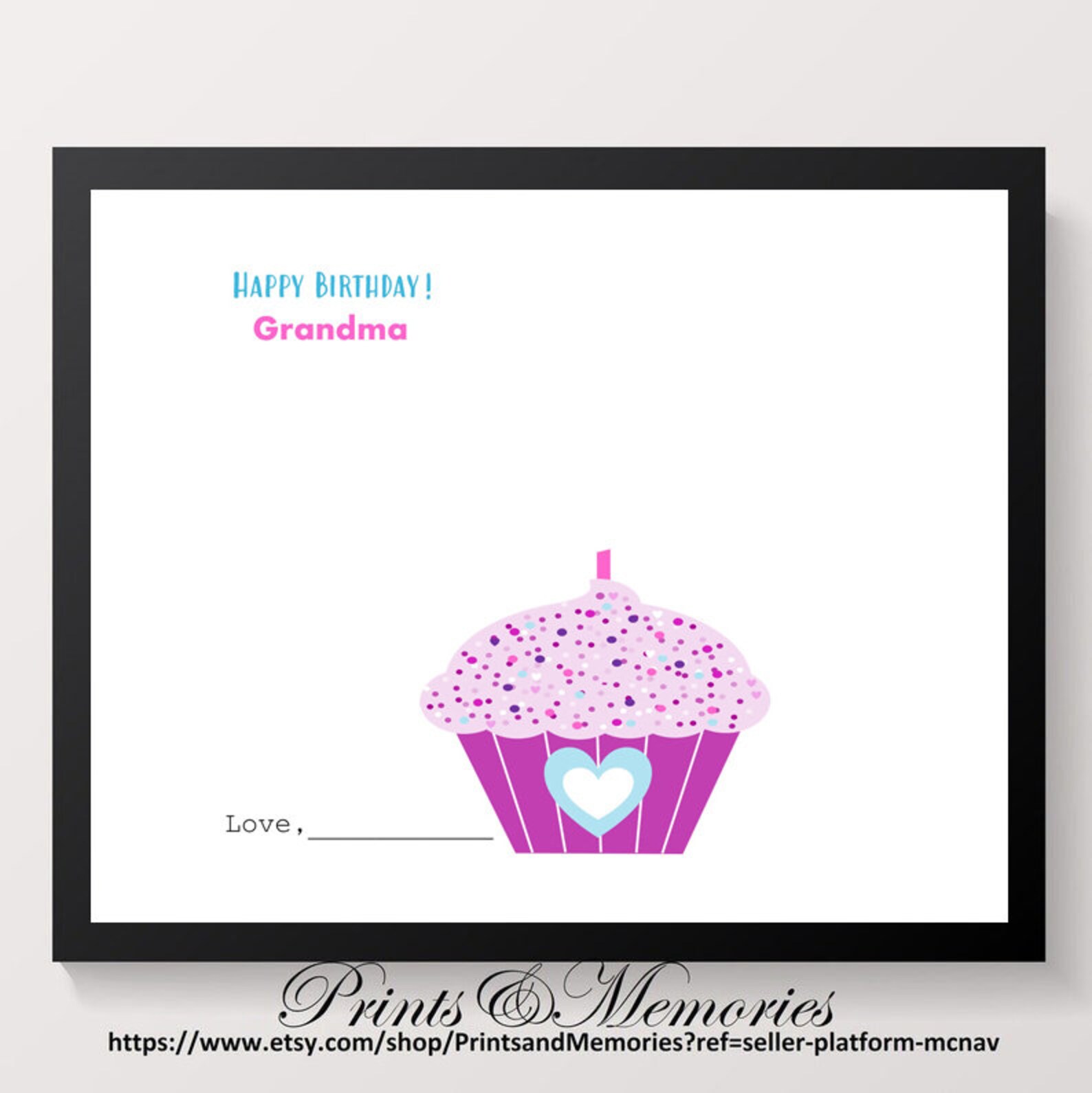 Happy Birthday Cupcake Handprint Art Gift From Grandkid | Etsy