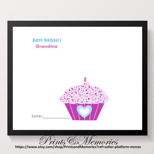 Happy Birthday Cupcake Handprint Art, Gift From Grandkid, Cupcake Art ...