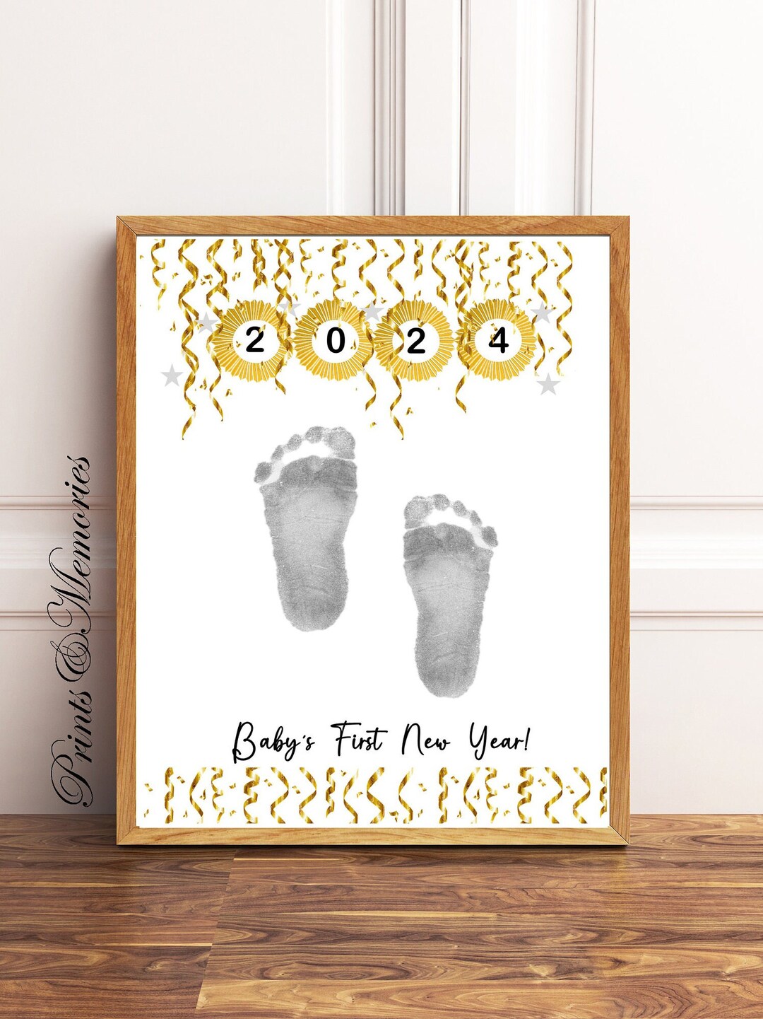 Baby's First New Year Keepsake, Footprint Handprint Art, Happy New Year ...