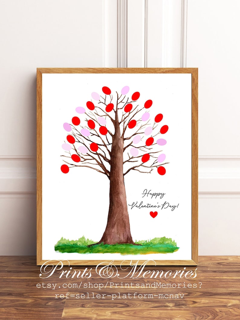 Tree Fingerprint Handprint Art Valentine's Day Craft for - Etsy