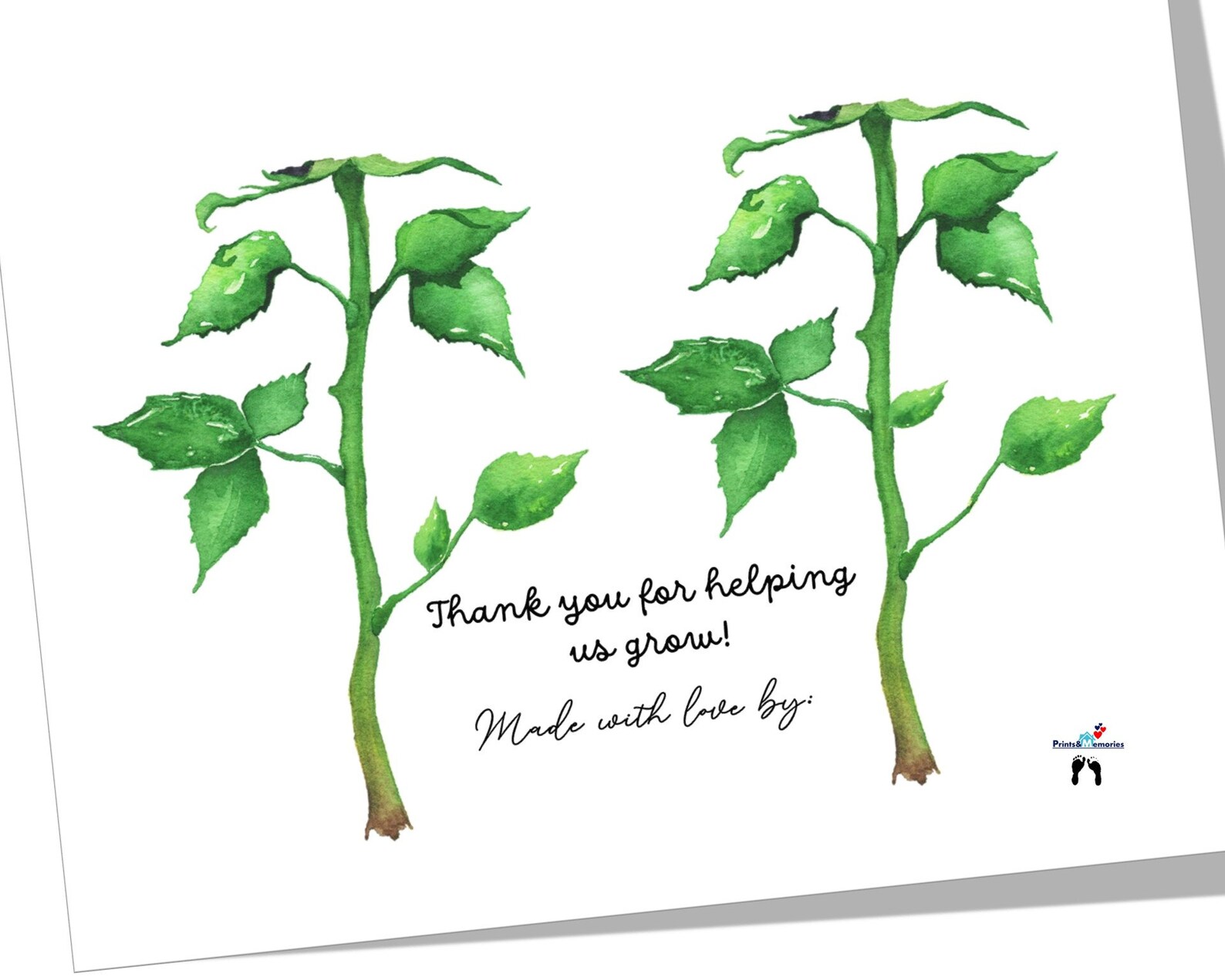 Thank You for Helping Us Grow, Flower Handprint Art, Siblings Gift, 2 ...