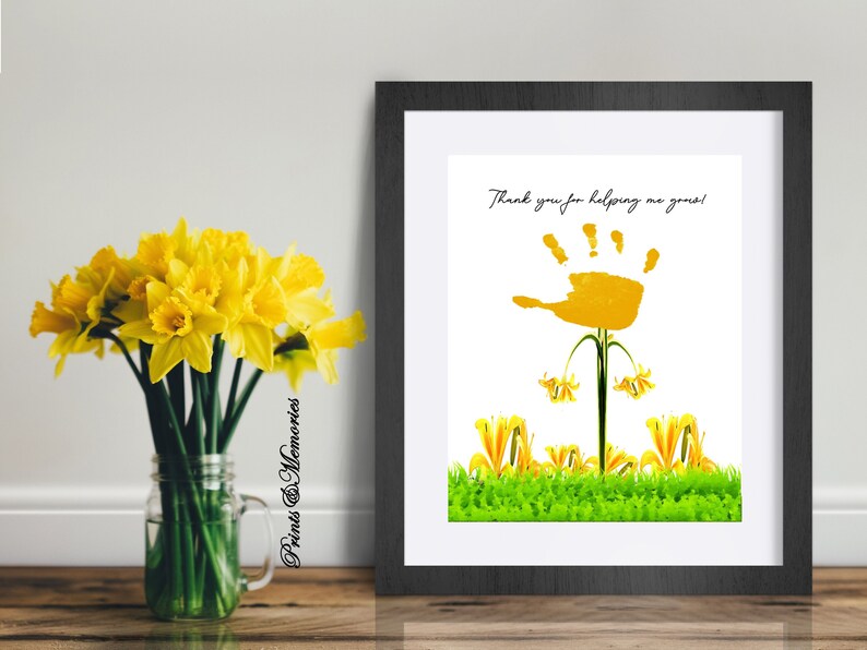 Flower Handprint Art Thank You for Helping Me/us Grow - Etsy