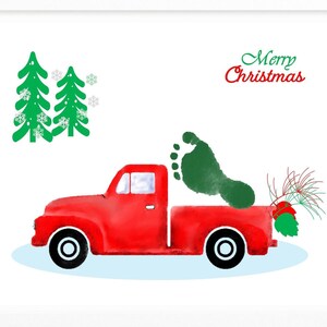 Red Truck Christmas Tree Footprint Art, Christmas Gift Craft, DIY Wall ...