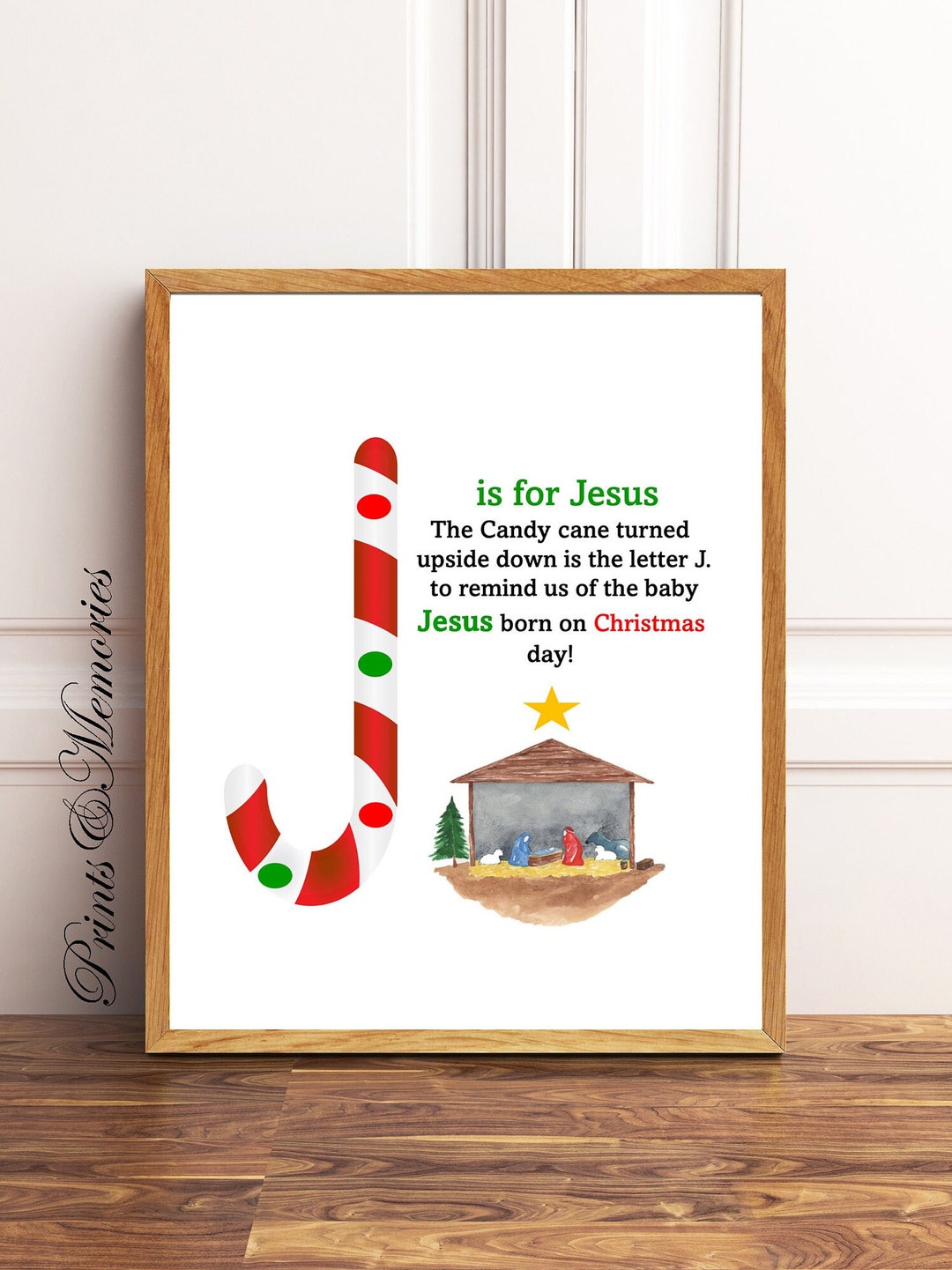 J is for Jesus, Candy Cane Fingerprint Thumbprint Art, Christian ...