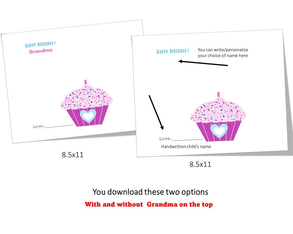 Happy Birthday Cupcake Handprint Art Gift From Grandkid | Etsy