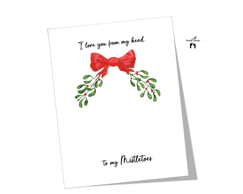 Mistletoe Footprint Art Card: Christmas Keepsake (digital File) - Etsy