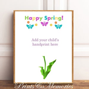 Happy Spring, Spring Handprint Art Kids, Flower Handprint Keepsake ...