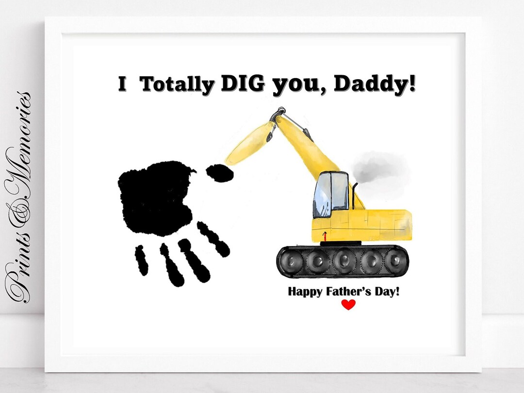 Father's Day Gift for Dad, Excavator Handprint Footprint Art, Father's ...