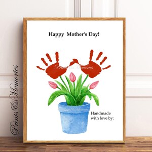 Mother's Day Craft Flower Handprint Art for Kids, Gift for Grandma ...