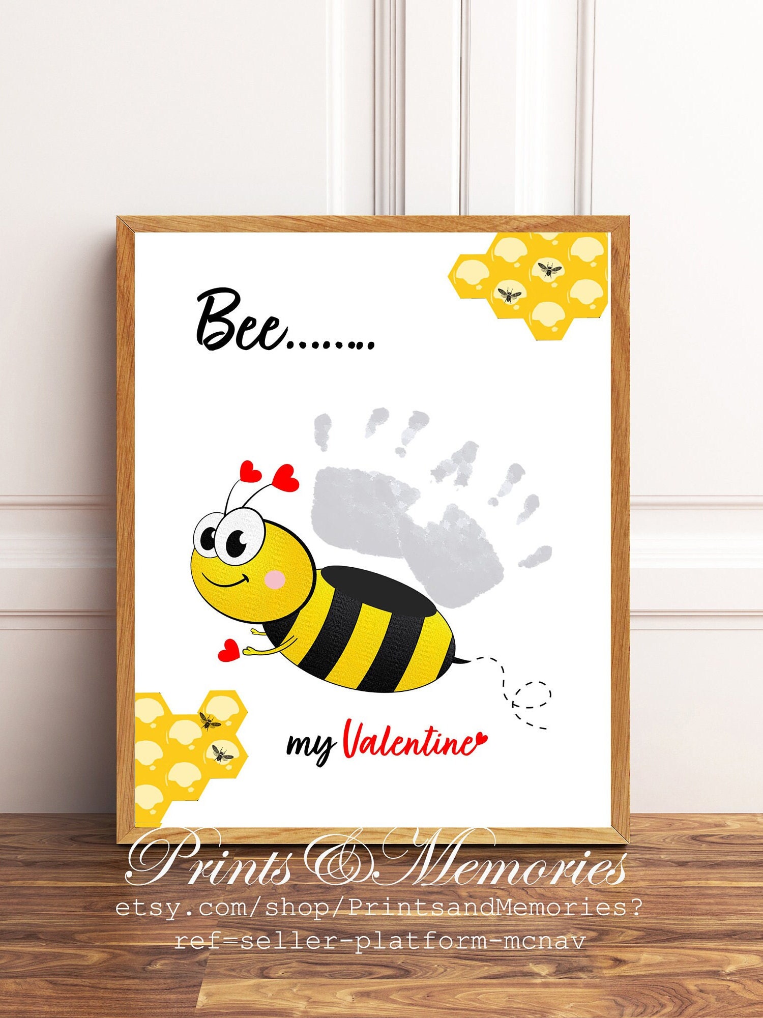 Bee My Valentine Bee Handprint Art Valentine's Day Gift - Etsy