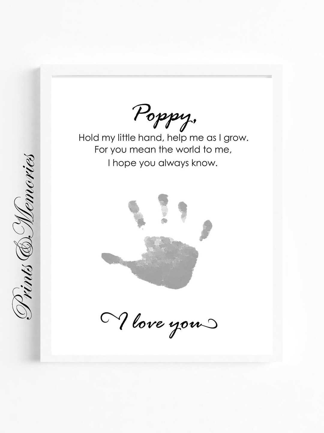 Gift for Poppy/poppie, Hold My Little Hand Poem, Handprint Art Keepsake ...