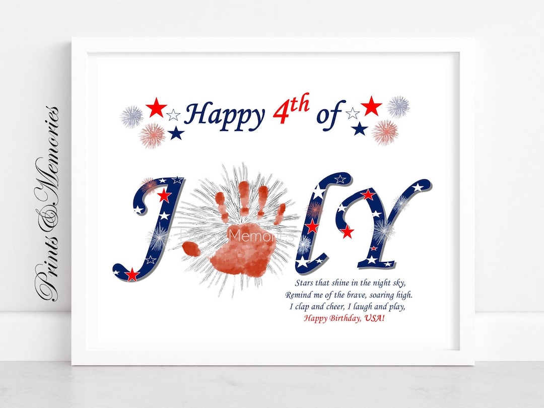 4th of July Handprint Art Poem, Happy 4th of July Printable, Baby ...