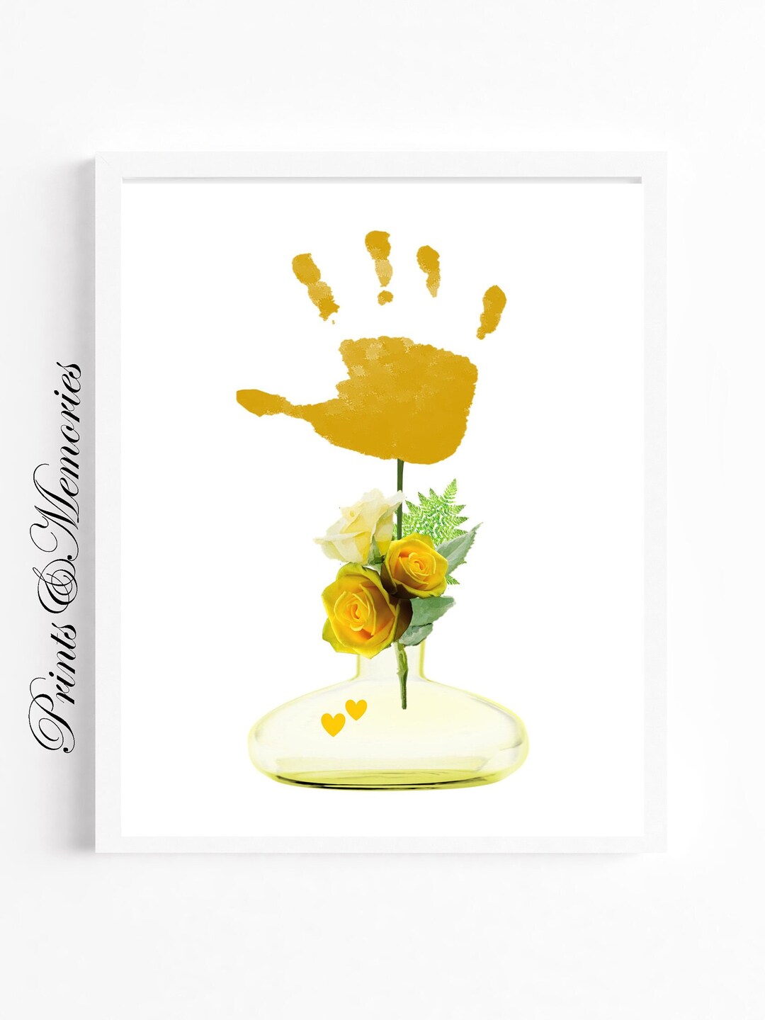 Flower Handprint Art, Yellow Roses Art, DIY Card, Birthday/mother's Day ...