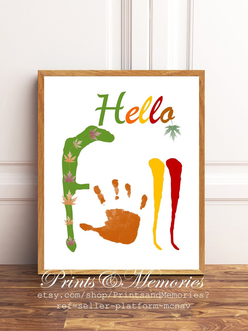 Hello Fall Fall Handprint Art Autumn Keepsake Baby - Etsy