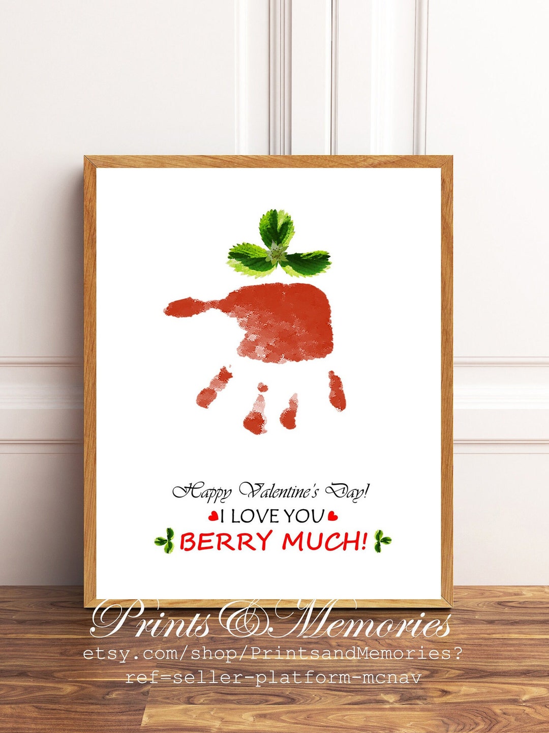 Valentine's Day Handprint Art, Strawberry Handprint, Happy Valentine's ...