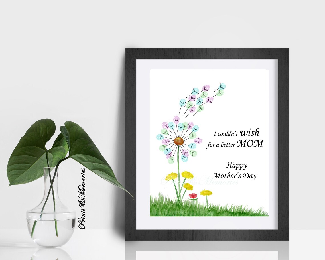 Mother's Day Craft for Kids, Dandelion Fingerprint Art, Mom Gift, I/we ...
