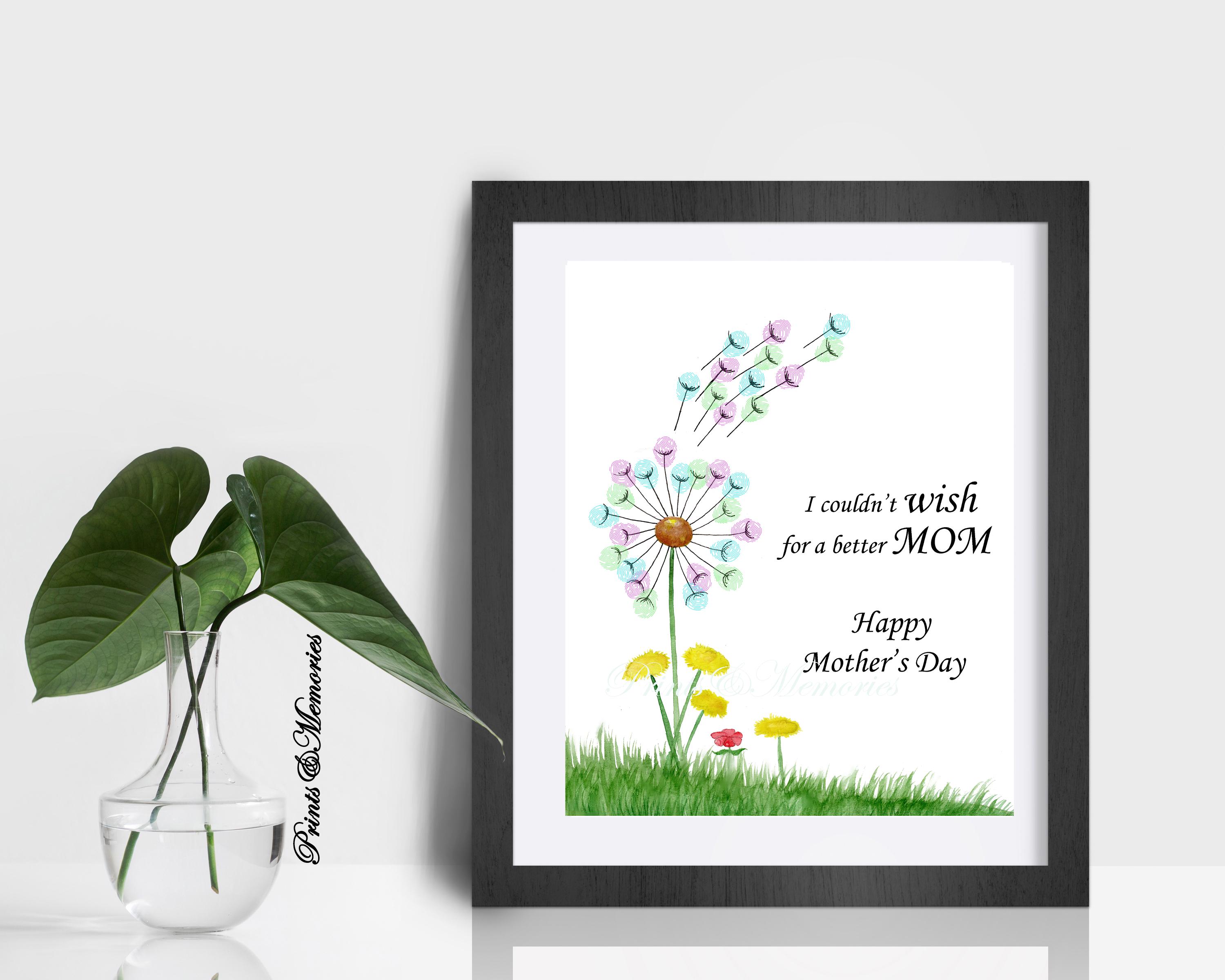 Mother's Day Craft for Kids, Dandelion Fingerprint Art, Mom Gift, I/we ...