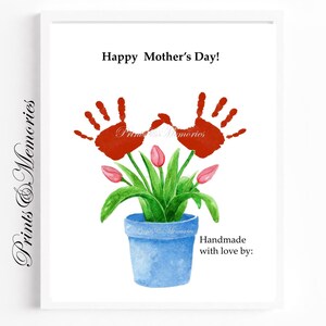 Mother's Day Craft Flower Handprint Art for Kids, Gift for Grandma ...