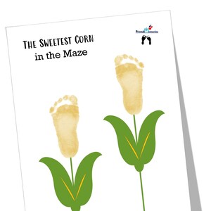 The Sweetest Corn in the Maze Footprint Art, Summer Fall Craft for Kids ...