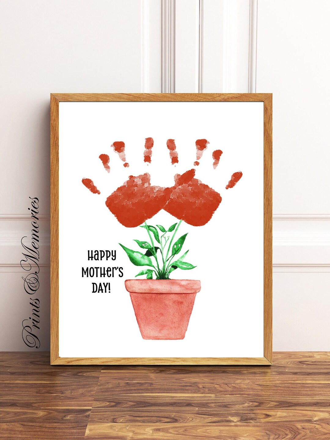 Mother's Day Handprint Art, Flower Pot Handprint Craft, Gift for Mom ...