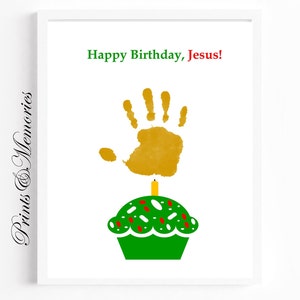 Happy Birthday Jesus, Christmas Handprint Art, Cupcake and Candle ...