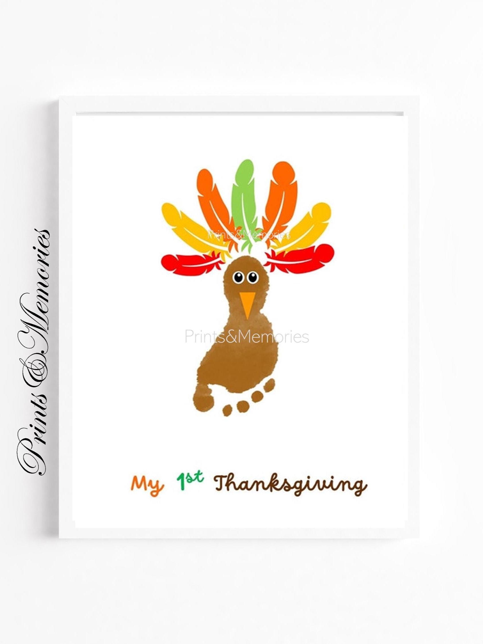 Baby's First Thanksgiving Footprint Art: DIY Turkey Keepsake, Nursery ...