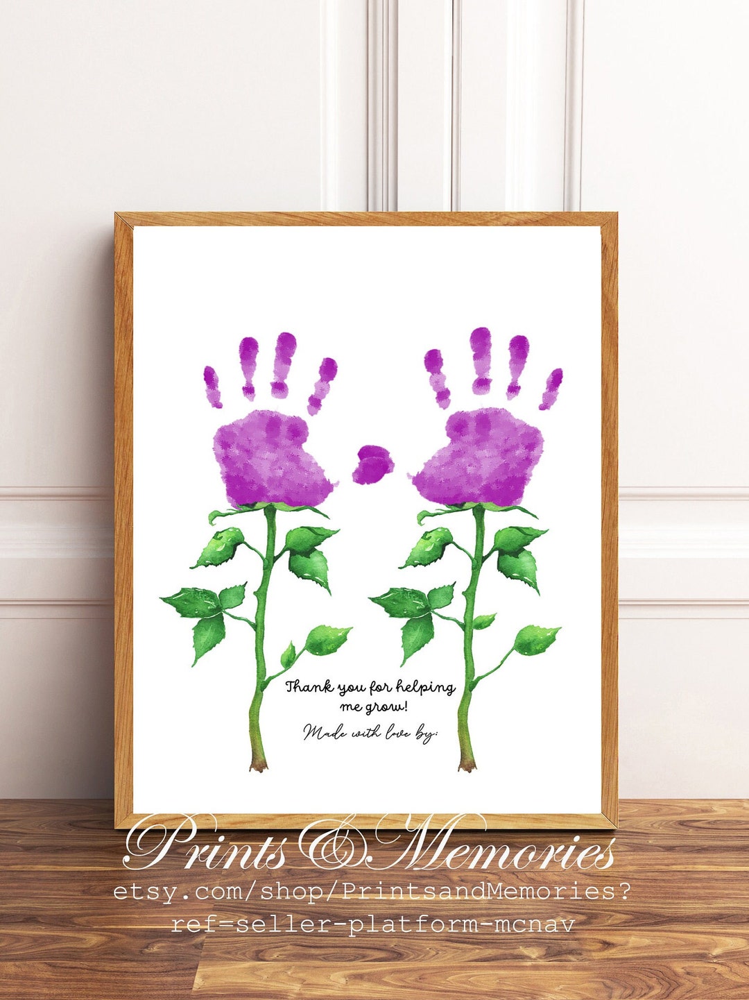 Thank You for Helping Me Grow Flower Handprint Art Handprint - Etsy