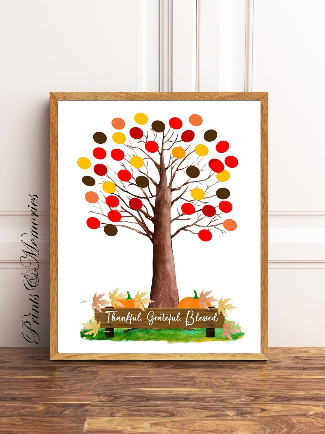 Thankful, Grateful, Blessed, Tree Fingerprint Handprint Art, Baby ...