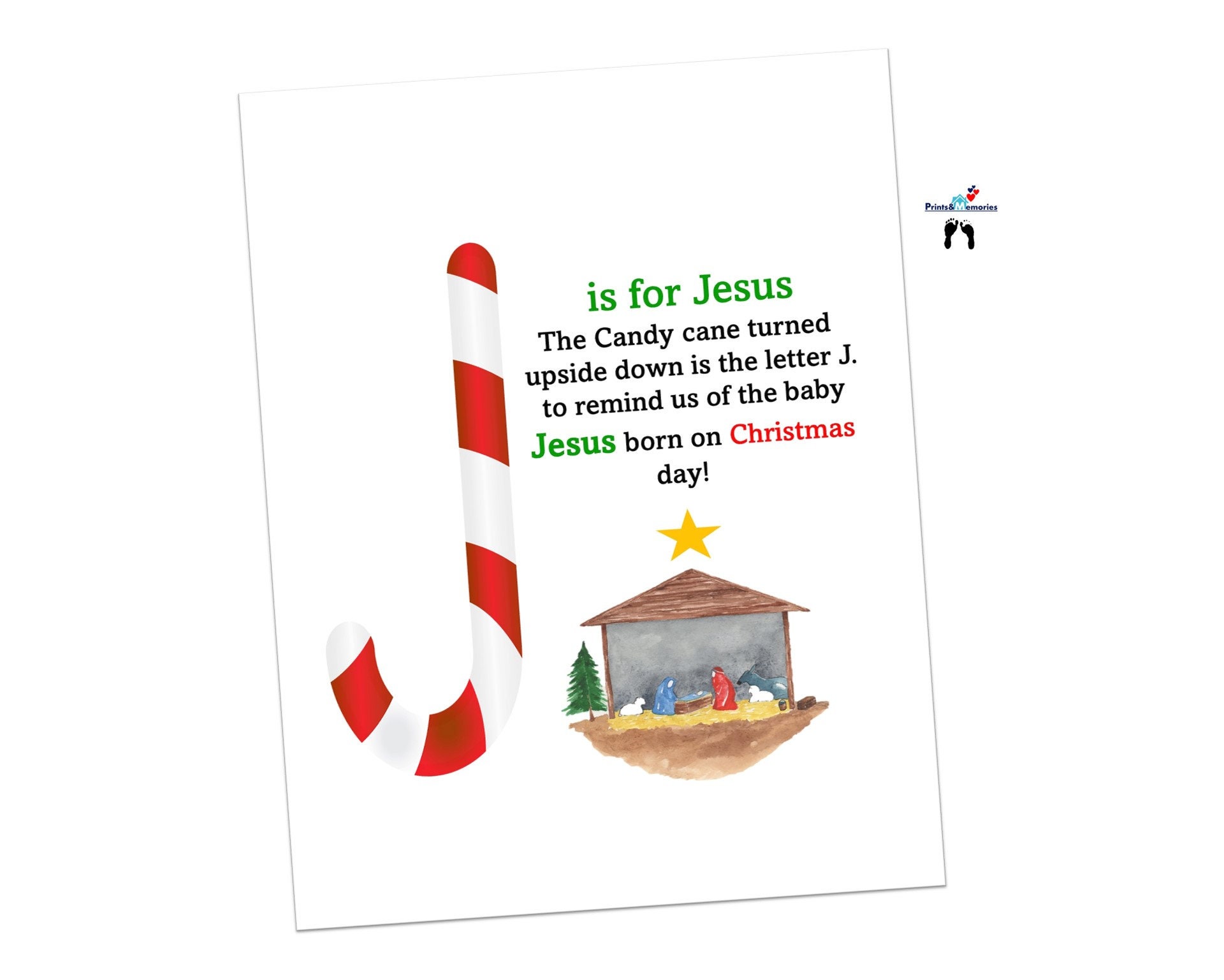 J is for Jesus Candy Cane Fingerprint Art: Christian Christmas Craft ...