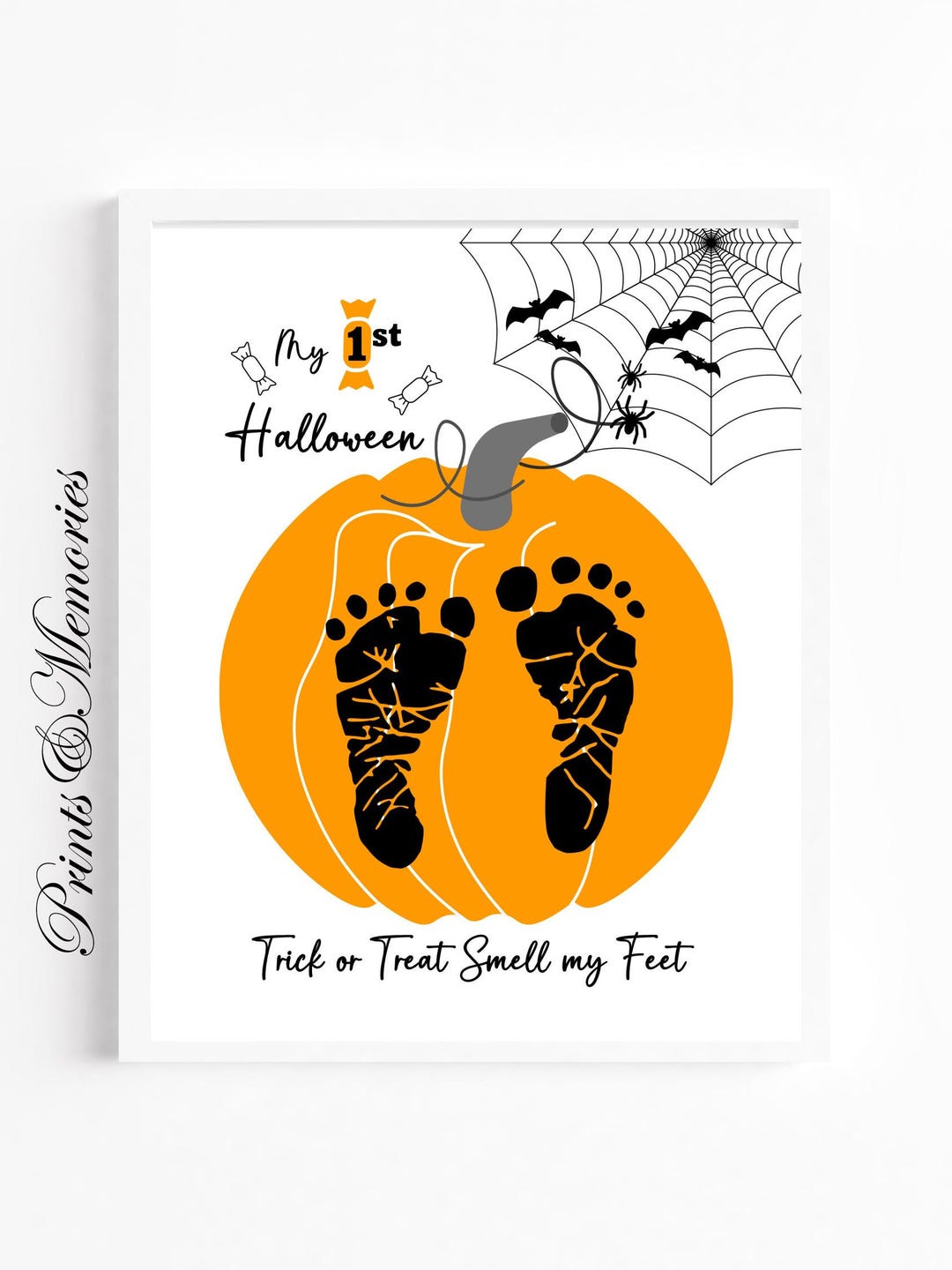 Trick or Treat Smell My Feet Baby Halloween Footprint Art, My First ...