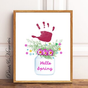 Spring Craft for Kids, Hello Spring Flower Handprint Art, DIY Art Card ...