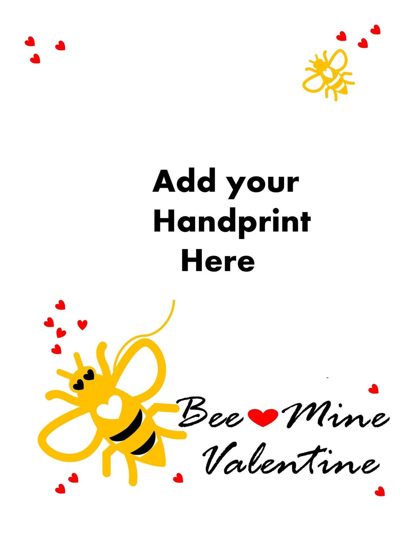 Valentines Handprint Template Valentines Craft for Kids Bee | Etsy