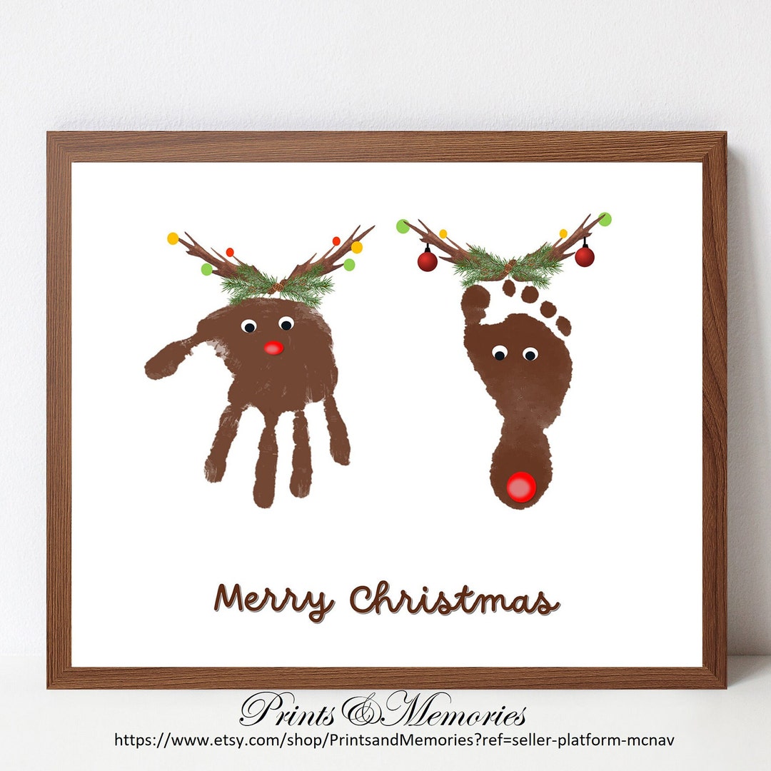 Reindeer Footprint Art/christmas Footprint Handprint Art, Christmas ...