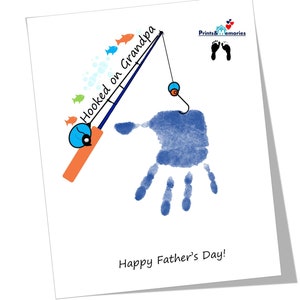 Father's Day Gift for Grandpa/papa, Hooked on Grandpa/papa Handprint ...