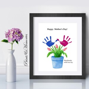 Mother's Day Craft Flower Handprint Art for Kids, Gift for Grandma ...