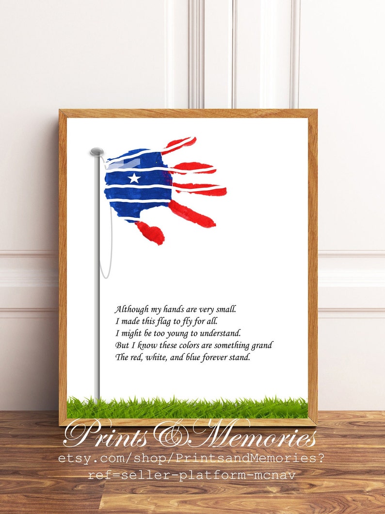 Flag Poem Handprint Art 4th of July Veteran's Day Baby - Etsy
