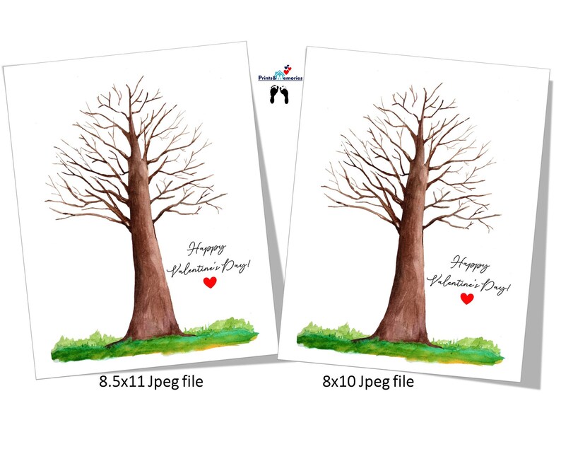 Tree Fingerprint Handprint Art Valentine's Day Craft for - Etsy