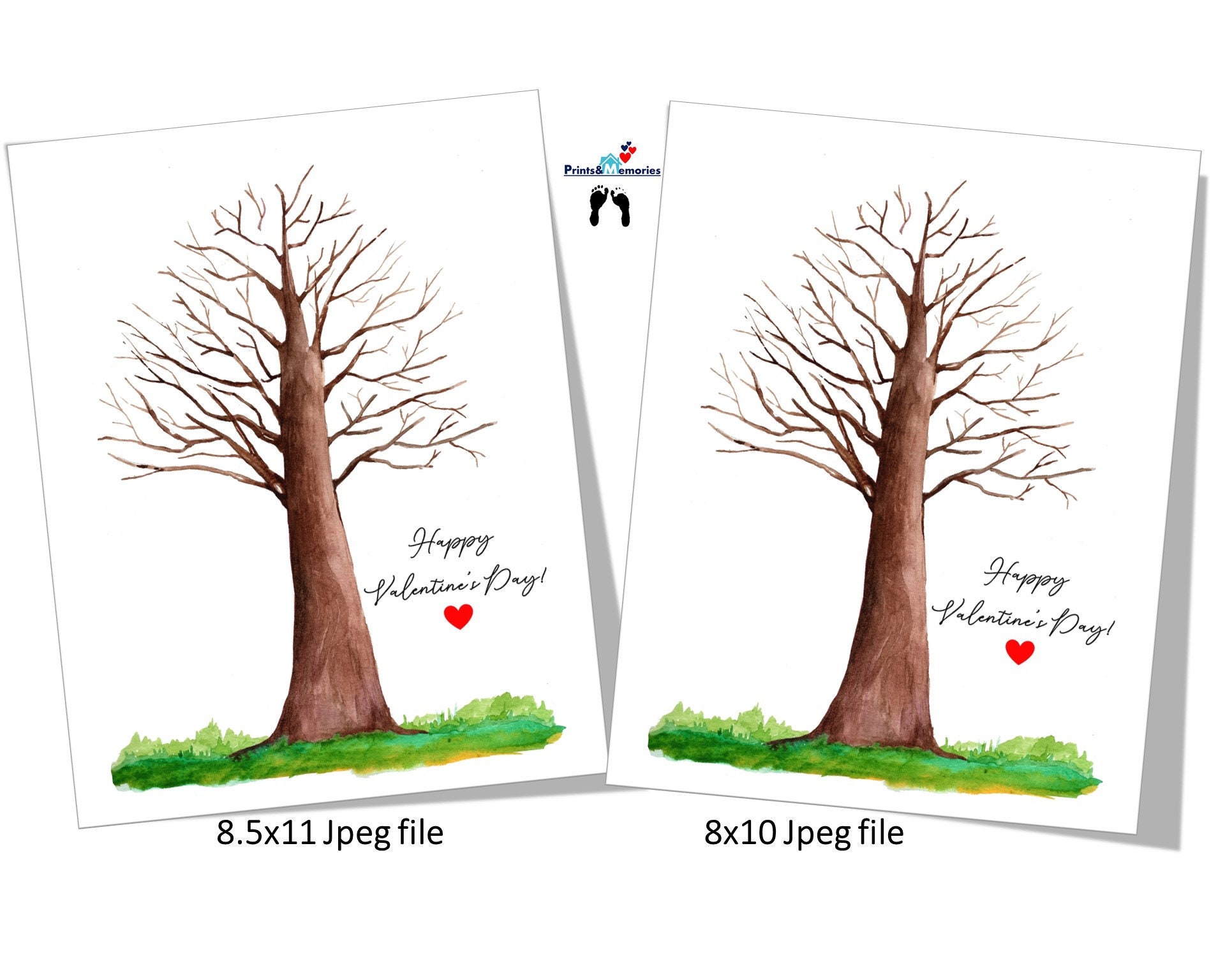 Tree Fingerprint Handprint Art Valentine's Day Craft for - Etsy