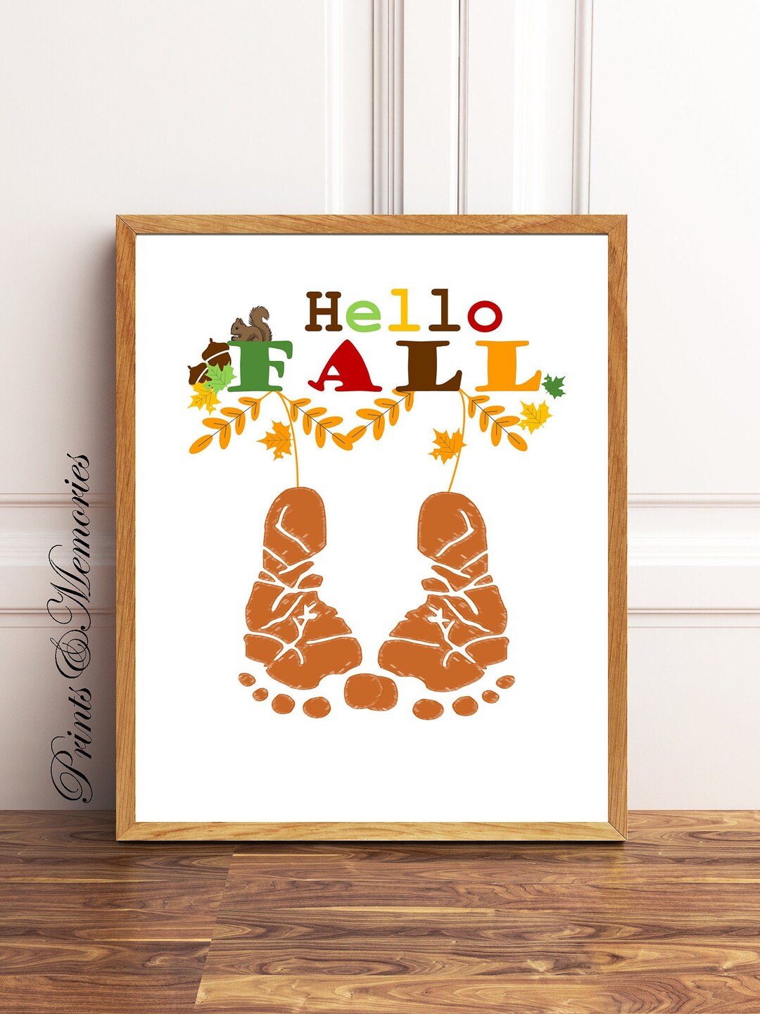 Hello Fall Footprint Art – Baby Keepsake, Autumn Craft (digital ...