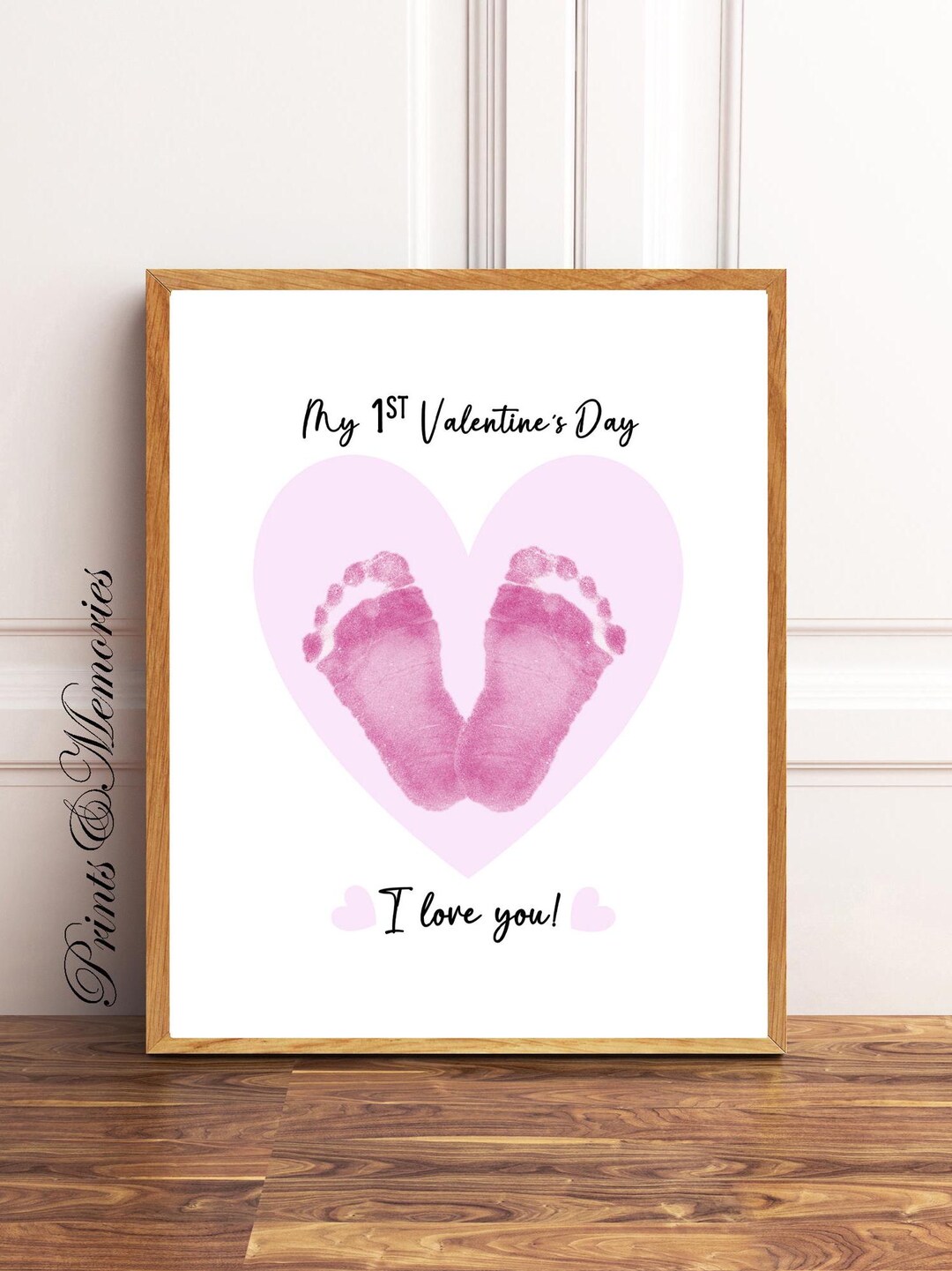 Baby's First Valentine Footprint Art: DIY Handprint Gift (digital ...