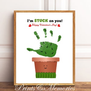 Cactus Handprint Art, I'm Stuck on You Valentines Cactus Handprint ...
