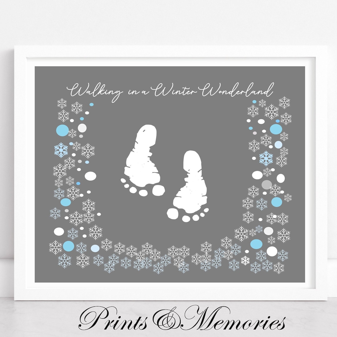 Winter Footprint Art, Snow Day Activity, Baby Keepsake /toddler Winter ...